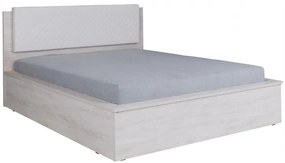 Gibmeble postel DENVER barevné varianty bílá prošívaná eko-kůže / dub bílý, LED osvětlení ne, Lampičky (2 ks) ne