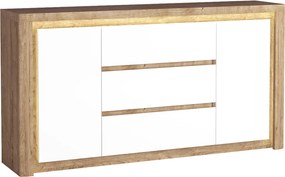 LIVINIO | komoda L-8 s policemi a zásuvkami | 184 cm | V CENĚ LED LIŠTA | ribbeck/bílá lesk