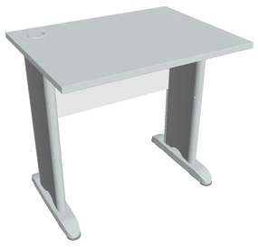 Stůl pracovní rovný 80 cm hl. 60 cm - Hobis Cross CE 800 Dekor stolové desky: šedá, Dekor lamino podnože: bílá, Barva nohou: Stříbrná