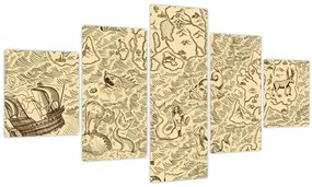 Obraz - Vintage mapa, ilustrace (125x70 cm)