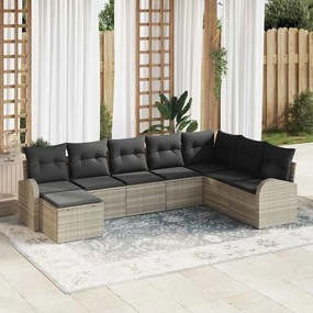 Set pohovek 8 ks Světle šedá polyratan 3354831