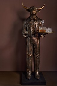 Dekorace velký zlatohnědý buvol Waiter – 72*59*194 cm