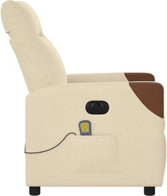 Elektrické masážní polohovací křeslo krémové textil 3324002
