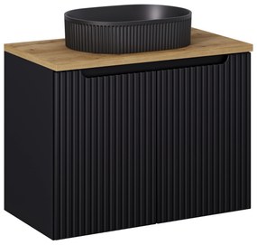 Comad Koupelnová skříňka s deskovým umyvadlem SET-NOB B OAK 80 černá mat/dub coast evoke