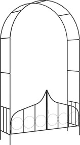 vidaXL Zahradní oblouk s bránou černý 138 x 40 x 238 cm železo [47092]