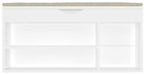 Botník s poduškou bílý lesklý 104 x 30 x 49 cm dřevotříska - Default Title