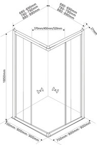 Aqualine Alain BTQ900 sprchový kout čtvercová 90 x 90 cm