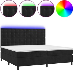 Box spring postel s matrací a LED černá 200x200 cm samet 3136385
