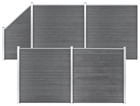 Plotová sada WPC 4 čtvercové + 1 šikmý díl 792 x 186 cm šedá 3053236