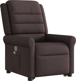 Zvedací masážní polohovací křeslo tmavě hnědé textil 3303329