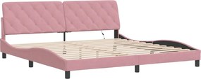 Rám postele s LED bez matrace růžový 200 x 200 cm samet 3213878