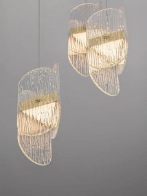 Kovové LED stmívatelné závěsné svítidlo v mosazné barvě se skleněným stínidlem ø 32 cm Lucien – Nova Luce