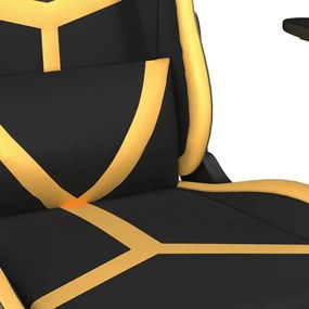 Petromila Masážní herní židle s podnožkou černá a zlatá umělá kůže