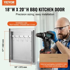 BBQ přístupová dvířka, 457 × 508 mm, jednoduchá venkovní kuchyňská dvířka