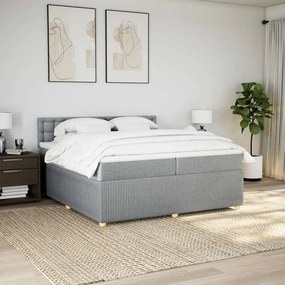 Box spring postel s matrací světle šedá 200 x 200 cm textil 3289877