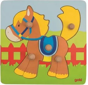 GOKI Dřevěné puzzle Koník / 5 dílků / od 3 let