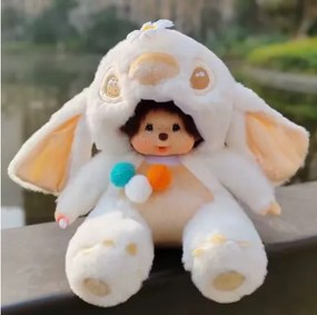 Panenka Monchhichi (mončičák) v kostýmu pohádkové postavy Varianta: bílý Stitch
