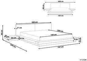 Vodní postel s nočními stolky 160 x 200 cm tmavé dřevo ZEN Beliani