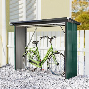 Outsunny Kůlna na palivové dřevo, přístřešek na dříví, ocel, zvýšená podlaha, šikmá střecha, 213 x 66,5 x 150 cm, zelená
