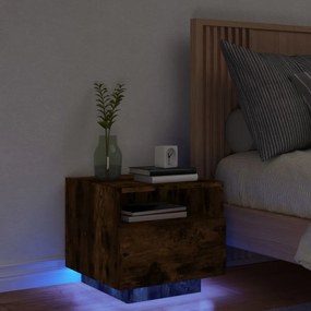 vidaXL Noční stolek s LED osvětlením kouřový dub 40 x 39 x 37 cm