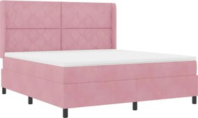 Postel s boxspringem s čelo Růžová 180 x 200 cm samet 3342079