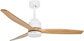 NV 9952314 Stropní ventilátor se světlem NATURE matná bílá ocel a sklo dubové dřevo 5 rychlostí 25W LED - NOVA LUCE