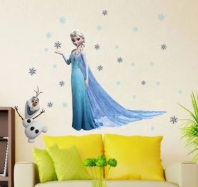 Živá Zeď Samolepka na zeď Elsa a Olaf Ledové království