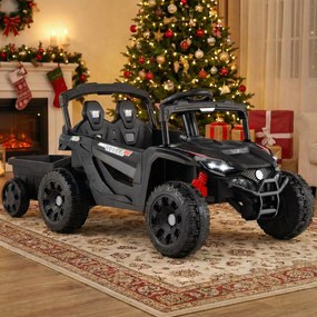 Costway 12 V Dětský traktor s odnímatelným přívěsem a rodičovským