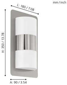 Eglo 98085 - Venkovní nástěnné svítidlo CISTIERNA 2xE27/10W/230V matný chrom IP44