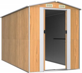 Zahradní kůlna světle hnědá 192 x 357 x 223 cm pozinkovaná ocel 3147473