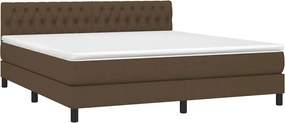 Box spring postel s matrací a LED tmavě hnědá 180x200 cm textil 3133416