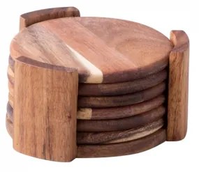 Podložky ve stojanu set 7 ks o 11,8 cm – FLOW Wooden (593717)