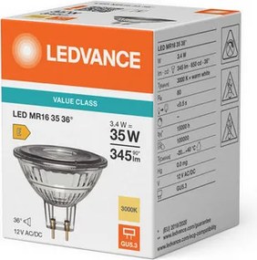 LED žárovka GU5,3 MR16 LEDVANCE 3,4W (35W) teplá bílá (3000K), reflektor 12V 36°
