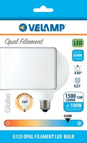 VELAMP OPAL FILAMENT žárovka 12W Globe, E27, 6500K