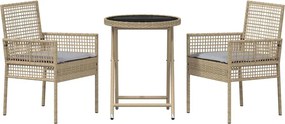 Zahradní bistro set 3 ks Béžová polyratan 3334965