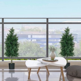 HOMCOM sada 2 umělých cedrů v květináči, výška 90 cm, jehličnan, 38L x 12,5B x 90V cm