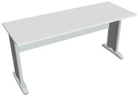 Stůl pracovní rovný 160 cm hl. 60 cm - Hobis Cross CE 1600 Dekor stolové desky: bílá, Dekor lamino podnože: šedá, Barva nohou: Stříbrná