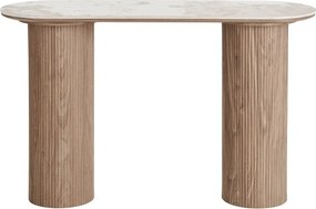 Béžový/v přírodní barvě konzolový stolek s deskou v dekoru mramoru 40x120 cm Athens – House Nordic