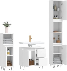 3dílný set koupelnového nábytku bílý kompozitní dřevo 3190221