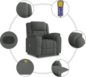 Masážní křeslo s polohovacím mechanismem, tmavě šedé, látkové 3303555
