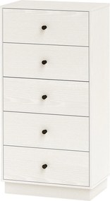 HOMCOM Úzká komoda se 5 zásuvkami do ložnice s vysokou skříní proti převrhnutí pro obývací pokoj či chodbu 47x29x95 cm Bílá