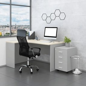 Sestava kancelářského nábytku SimpleOffice 2, 140 cm, levá, šedá / dub světlý