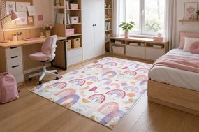Dětský koberec protiskluzový BAMBINO 61480 krémový / růžový
