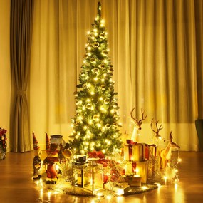 Costway 200 cm Slim Christmas Tree s Warm bílá LEDs Umělý vánoční stromek