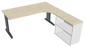 Sestava stolu a skříně levá 180 cm - Hobis Flex FE 1800 H L Dekor stolové desky: akát, Barva nohou: černá