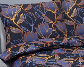 Bavlněné povlečení na dvoudeku Modrá,Zlatá 90/539 - 200x220 cm, 2ks 70x90 cm (200 cm šířka x 220 cm délka prodloužená)