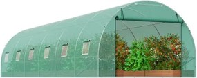 Walk-in tunelový skleník 8,9 × 2,96 × 1,98 m pozinkovaný rám PE kryt zelený