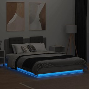 Rám postele s čelem a LED osvětlením šedý sonoma 120 x 200 cm 3210022