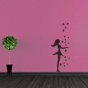 Samolepka na zeď - Motýlí dívka (23x60 cm) - PopyDesign