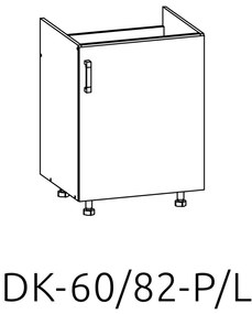 DK-60/82-P (L) dolní skříňka pod dřez kuchyně Hamper Zvolte stranu: pravé provedení, Barva korpusu skříněk: Šedá grenola, Barva dvířek: Dub Lancelot